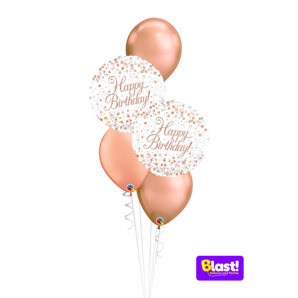 SPARKLING ROSE GOLD FIZZ HAPPY BIRTHDAY – Blast Balloons